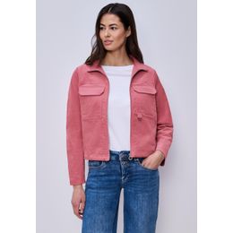Cordjacke Street One, Damen, Gr. 38, desert berry, Web, 98% Baumwolle, 2% Elasthan, unifarben, normal normal, hoch geschlossener Ausschnitt, abgesteppt, Jacken, in Cord-Optik