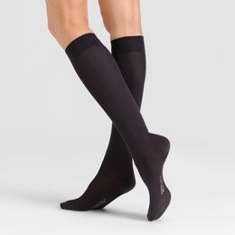 Kniestr&uuml;mpfe Hudson "RELAX FINE", Damen, Gr. 35-38, anthrazit, Baumwollmischung, normal, Socken Kniestr&uuml;mpfe, Baumwoll-Mix, verst&auml;rke Spitze und Ferse