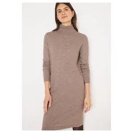 Strickkleid Cecil, Damen, Gr. XL (44), N-Gr, chocolate mousse melange, Strick, Obermaterial: 33% Polyester, 31% Polyacryl, 24% Baumwolle, 12% Nylon, meliert, regular fit knielang, hoch geschlossener Ausschnitt, Rippstrickb&uuml;ndchen, Kleider Strickkleid, mit Rollkragen, knielang
