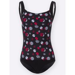 WITT Damen Badeanzug mit verstellbaren Tr&auml;gern, schwarz-bedruckt, Gr&ouml;&szlig;e 48D