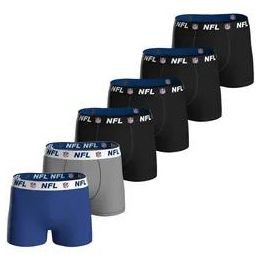 Boxershorts NFL "Boxershort NFL SHIELD 6pk Boxers 6er Pack", Damen, Gr. M, bunt (schwarz, blaumix), Obermaterial: 95% Baumwolle CO. 5% Elasthan EL., Unterhosen