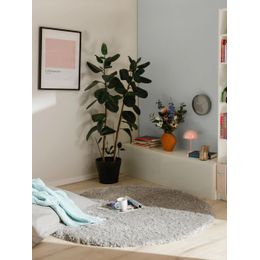 benuta Pop Hochflor Shaggyteppich Ava Grau &oslash; 160 cm - Hochflor Teppich f&uuml;r Wohnzimmer