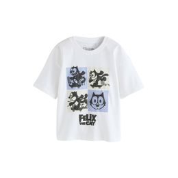 next T-Shirt 'Felix Cat' Jungen Gr&ouml;&szlig;e 170 taubenblau / schwarz / wei&szlig; / wollwei&szlig;