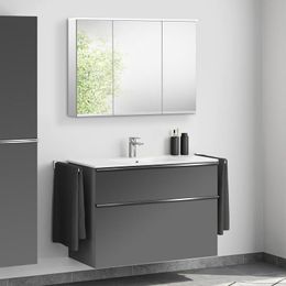 Duravit ME by Starck Waschtisch, evineo ineo4 Unterschrank B: 103 cm, mit Griff, mit Spiegelschrank,, 233610AC00+BE0267AN+BEA003MI,