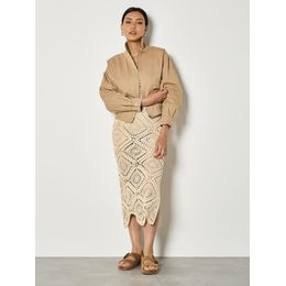 Apricot Pleat Detail Bomber Jacket ' ' Damen Gr&ouml;&szlig;e 34 ecru