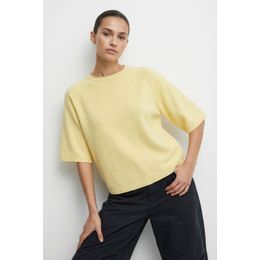 Rundhalspullover Only "ONLLOYAL 2/4 O-NECK KNT NOOS", Damen, Gr. S, sunlight detail:melange, Strick, Obermaterial: 80% Polyester, 20% Nylon, meliert, normal, Rundhals, Pullover Rundhalspullover, mit Halbarm