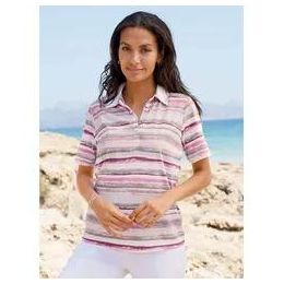 Poloshirt Casual Looks "Poloshirt", Damen, Gr. 48, violett, wei&szlig;, geringelt, 50% Baumwolle, 50% Modal, bedruckt, gemustert, gestreift, mehrfarbig, Shirts