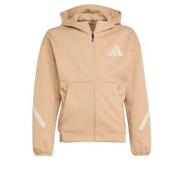 adidas Sportswear Athletic Zip-Up Hoodie 'Z.N.E.' boy Brown size 140