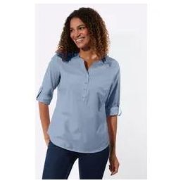 Longbluse Casual Looks, Damen, Gr. 50, bleu, 50% Baumwolle, 50% Polyester, unifarben, Rundhals, Blusen Longbluse
