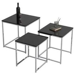 Couchtisch Vcm "3-tlg. Set Beistelltisch Couchtisch Sofatisch", schwarz, B:40cm T:42cm, Tische, Couchtisch