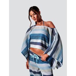 South Beach Poncho Damen Gr&ouml;&szlig;e M/L blau / navy / wei&szlig;