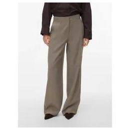 V&eacute;ro Moda Anzughose VERO MODA "VMBESTIE HW WIDE PANT NOOS", Damen, Gr. 38, L&auml;nge 32, moon rock detail:melange, Web, Obermaterial: 94% Polyester, 4% Viskose, 2% Elasthan, meliert, unifarben, bequem lang, Hosen Anzughose, Materialmix, weite Form, mit Stretch