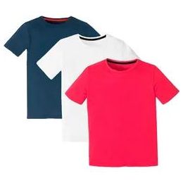 T-Shirt bonprix "T-Shirt mit Baumwolle (3er Pack)", Jungen, Gr. 164/170, wei&szlig; (wei&szlig;, dunkelblau, rot), Obermaterial: 100% Baumwolle, regular fit, Shirts T-Shirt, regular fit Passform, Kurzarm-Design, aus Baumwolle