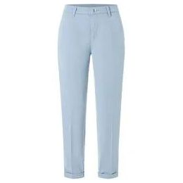 Chinohose MAC "CHINO turn up", Damen, Gr. 46, N-Gr, cashmere blau ppt, Web, Obermaterial: 97% Baumwolle, 3% Elasthan, unifarben, slim fit kn&ouml;chelfrei, Hosen Chinohose, mit dezentem Glanz, elegant und sportiv zugleich