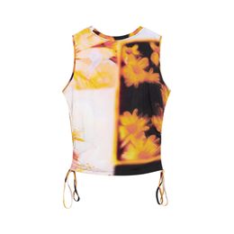 Desigual T-Shirt 'Arty Flowers' Damen Gr&ouml;&szlig;e S curry / schwarz / offwhite