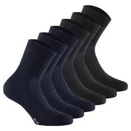 Kurzsocken Rohner Socks "Socken Basic Soft Touch 6er Pack", Herren, Gr. 35-38, schwarz (schwarz, blau), Obermaterial: 70% Viskose CV. 28% Polyamid PA. 2% Elasthan EL., Socken