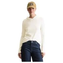 Marc O'Polo Langarmshirt MARC O'POLO DENIM "aus softem Bio-Baumwolle-Modal-Stretch-Jersey", Damen, Gr. XL, silky wei&szlig;, Obermaterial: 50% Baumwolle, 47% Modal, 3% Elasthan, unifarben, Basic, slim fit, Zierb&uuml;ndchen, Shirts Langarmshirt