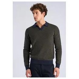Strickpullover LINDBERGH "Strickpullover Relaxed Fit", Herren, Gr. XXL, army, Obermaterial: 60% Baumwolle, 40% Polyester, gestreift, V-Ausschnitt, Pullover Strickpullover