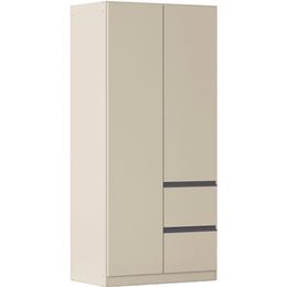 Dreht&uuml;renschrank Rauch "Kleiderschrank Schrank Garderobe W&auml;scheschrank COSTA Breite 91 cm", beige (champagner), eingriffe graumetallic, B:91cm H:197cm T:54cm, Holzwerkstoff, Schr&auml;nke, Dreht&uuml;renschrank, Breite 91 cm grifflose Front mit Push-to-Open Funktion MADE IN GERMANY