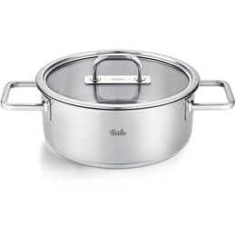 Bratentopf Fissler "Viseo Pro", silberfarben, &Oslash;:20cm, T&ouml;pfe, Bratentopf, Edelstahl-Bratentopf mit Glasdeckel und Superthermic Boden