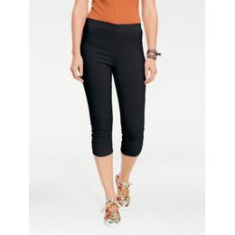 Heine Witt Damen Caprihose mit Abn&auml;hern am Knie, schwarz, Gr&ouml;&szlig;e 44