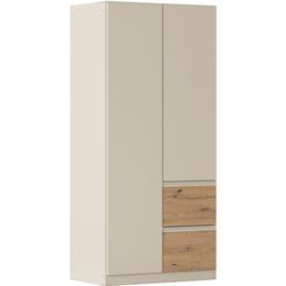Dreht&uuml;renschrank Rauch "Kleiderschrank Schrank Garderobe W&auml;scheschrank COSTA Breite 91 cm", beige (champagner), eiche artisan, eingriffe beige (champagner), B:91cm H:197cm T:54cm, Holzwerkstoff, Schr&auml;nke, Dreht&uuml;renschrank, Breite 91 cm grifflose Front mit Push-to-Open Funktion MADE IN GERMANY