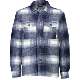 Langarmhemd LINDBERGH, Herren, Gr. XL, N-Gr, blau (blau check), Obermaterial: 90% Polyester, 10% Wolle, kariert, regular fit taillenbedeckt, ohne Ausschnitt, Manschette, Hemden, mit Karo Muster