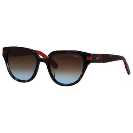 Sonnenbrille MINI EYEWEAR "Modell 746024", Damen, rot, schwarz, gemustert, leicht gl&auml;nzend, Sonnenbrillen Sonnenbrille, Form Panto, Logoschriftzug auf B&uuml;gel, Kunststofffassung