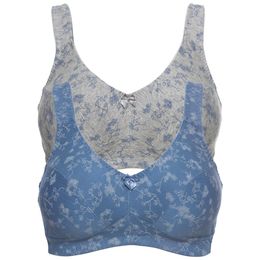 B&uuml;stenhebe bonprix "BH ohne B&uuml;gel mit weicher Baumwolle (2er Pack)", Damen, Gr. 95, Cup C, blau (blau (cup c)), Obermaterial: 95% Baumwolle, 5% Elasthan. Futter: 100% Baumwolle, BHs B&uuml;stenhebe, im praktischen 2er Pack, ohne B&uuml;gel, leicht gepolsterte Tr&auml;ger