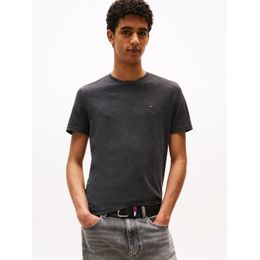 T-Shirt Tommy Jeans "TJM XSLIM JASPE HTR TEE EXT", Herren, Gr. XXL, schwarz (schwarz htr), Single Jersey, Obermaterial: 60% Baumwolle, 40% Polyester, slim fit normal, Rundhals, eingesetzt abgesteppte Kante, Shirts T-Shirt, Mit Rundhalsausschnitt