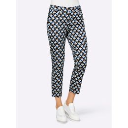 Heine Witt Damen 7/8-Hose mit Fake-Leistentaschen, bleu-dunkeltaupe-bedruckt, Gr&ouml;&szlig;e 46