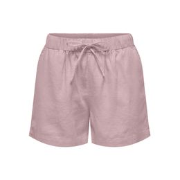 Shorts Only "ONLGOA MW LIN BL PULL-UP SHORTS CC PNT", Damen, Gr. L, N-Gr, burnished lila, Web, Obermaterial: 70% Viskose, 30% Leinen, unifarben, regular fit kurz, Hosen Shorts, mit Leinen