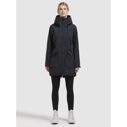 Kurzmantel Khujo "VENGA", Damen, Gr. L, blau (dunkelblau), Web, 80% Baumwolle, 20% Nylon, unifarben, regular fit Po-bedeckend, eingesetzt abgesteppte Kante mit Druckkn&ouml;pfen, M&auml;ntel Kurzmantel