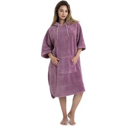 Badeponcho OTTO HOME "Lillou, Surfponcho ideal f&uuml;r Sauna, Spa & im Urlaub" Gr. S, lila (mauve), L:100cm, Microfaser, Hausm&auml;ntel, weich und kuschelig, pl&uuml;sch, Fleece, Unisex, f&uuml;r Damen und Herren