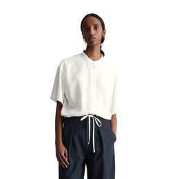 Marc O'Polo Kurzarmbluse MARC O'POLO DENIM "aus TENCEL&trade; Lyocell", Damen, Gr. L, silky wei&szlig;, Obermaterial: 100% Lyocell, unifarben, relaxed fit bauchfrei, normaler Saum, Blusen
