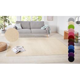 Teppich Hanse Home "Shashi" Gr. 3, beige (natur), B:140cm H:8,5mm L:200cm, Kunstfaser, Teppiche, Teppich, Kurzflor, Unifarben, L&auml;ufer, weich, Esszimmer, Kinderzimmer, Flur