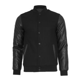 Allwetterjacke Urban Classics "Urban Classics Herren Oldschool College Jacket", Herren, Gr. 4XL, schwarz, schwarz, 50% Wolle, 50% Viskose, mehrfarbig, normal, amerikanischer Ausschnitt, Jacken
