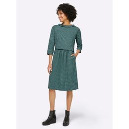 Heine Witt Damen Jerseykleid mit 2 Taschen, schwarz-ozean-gemustert, Gr&ouml;&szlig;e 48