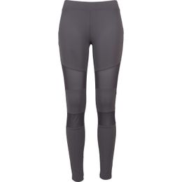 Leggings Urban Classics "Urban Classics Damen Ladies Tech Mesh Leggings", Damen, Gr. L, US-Gr&ouml;&szlig;en, schwarzgrau, 80% Polyamid, 20% Elasthan, unifarben, slim fit, Hosen Leggings