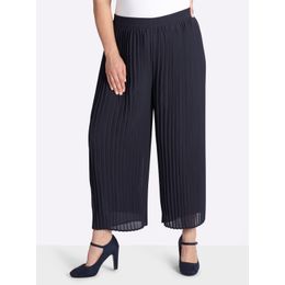 sheego Damen 7/8-Hose aus flie&szlig;ender Plissee-Qualit&auml;t, tiefblau, Gr&ouml;&szlig;e 56
