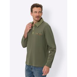 WITT Herren Langarm-Poloshirt, khaki, Gr&ouml;&szlig;e 48/50