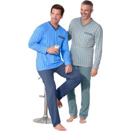 KINGsCLUB Herren Schlafanz&uuml;ge, mint + blau, Gr&ouml;&szlig;e 44/46