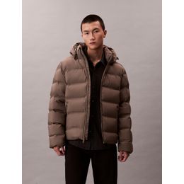Steppjacke Calvin Klein "LS QUILTED BONDED CHANNEL HD PUF", Herren, Gr. L, gr&uuml;n (bungee cord), Web, Obermaterial: 100% Polyester, unifarben, regular fit normal, Rundhals, eingesetzt gerader Abschluss, Jacken Steppjacke, Mit Rundhalsausschnitt, regular fit