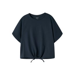 Kurzarmshirt name it "NKFVAYA SS LOOSE TOP NOOS", Jungen, Gr. 122/128, schwarz sapphire, Jersey, Obermaterial: 100% Baumwolle, unifarben, normal, Rundhals, Shirts, Baumwolle, Schleifen-Detail am Saum