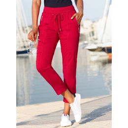 WITT Damen 7/8-Hose mit Rei&szlig;verschluss-Taschen, rot, Gr&ouml;&szlig;e 36