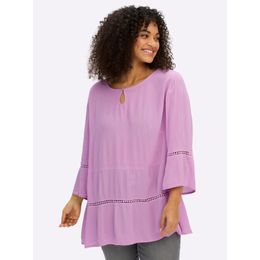 sheego Damen Tunika mit 3/4-Arm und Lochmusterborte, orchidee, Gr&ouml;&szlig;e 40