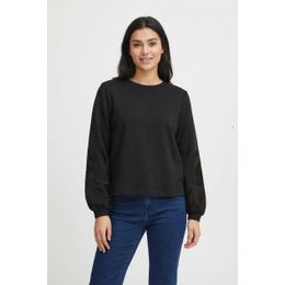 Sweatshirt Vila "VISANDY L/S DETAIL SWEAT TOP - NOOS", Damen, Gr. L, schwarz, Sweatware, Obermaterial: 50% Viskose, 44% Polyester, 6% Elasthan, unifarben, regular fit normal, Rundhals, Sweatshirts Sweatshirt, Viskosemischung, regular fit