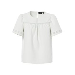Blusenshirt Pieces "PCSIKKA SS TOP WVN NOOS BC", Damen, Gr. L, cloud dancer, Jersey, Obermaterial: 100% Baumwolle, unifarben, regular fit normal, Rundhals, Shirts Blusenshirt, mit Puff&auml;rmeln