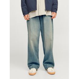 Jack & Jones Relax-fit-Jeans JACK & JONES "JJIRON JJORIGINAL AKM NOOS", Herren, Gr. 30, L&auml;nge 34, blau (blau denim), Denim/Jeans, Obermaterial: 100% Baumwolle, Abriebeffekte, loose fit kn&ouml;chellang, Jeans