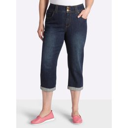 sheego Damen 3/4-Jeans f&uuml;r kr&auml;ftigere Oberschenkel, dark blue, Gr&ouml;&szlig;e 48
